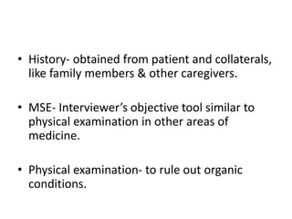 Psychiatry history taking and MSE | PPTX