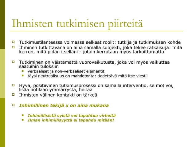 Psykologiset tutkimukset potilaan hoidon tukena | PPT