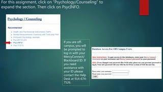 PSYN 101 Library Assignment Guide | PPTX