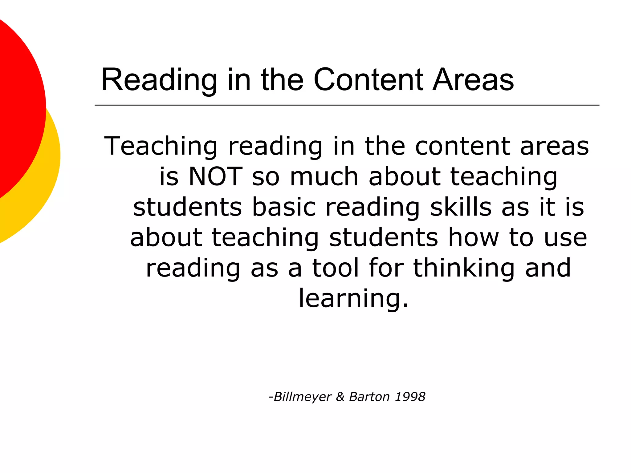 Content Area Reading Strategies | PPT