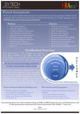 Psytech International Certification Brochure | PDF