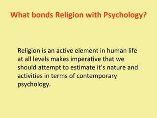 A quick look at Religion from a Psychological point of view | PPT