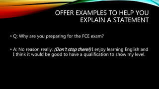 Tips: FCE Speaking part 1 | PPT