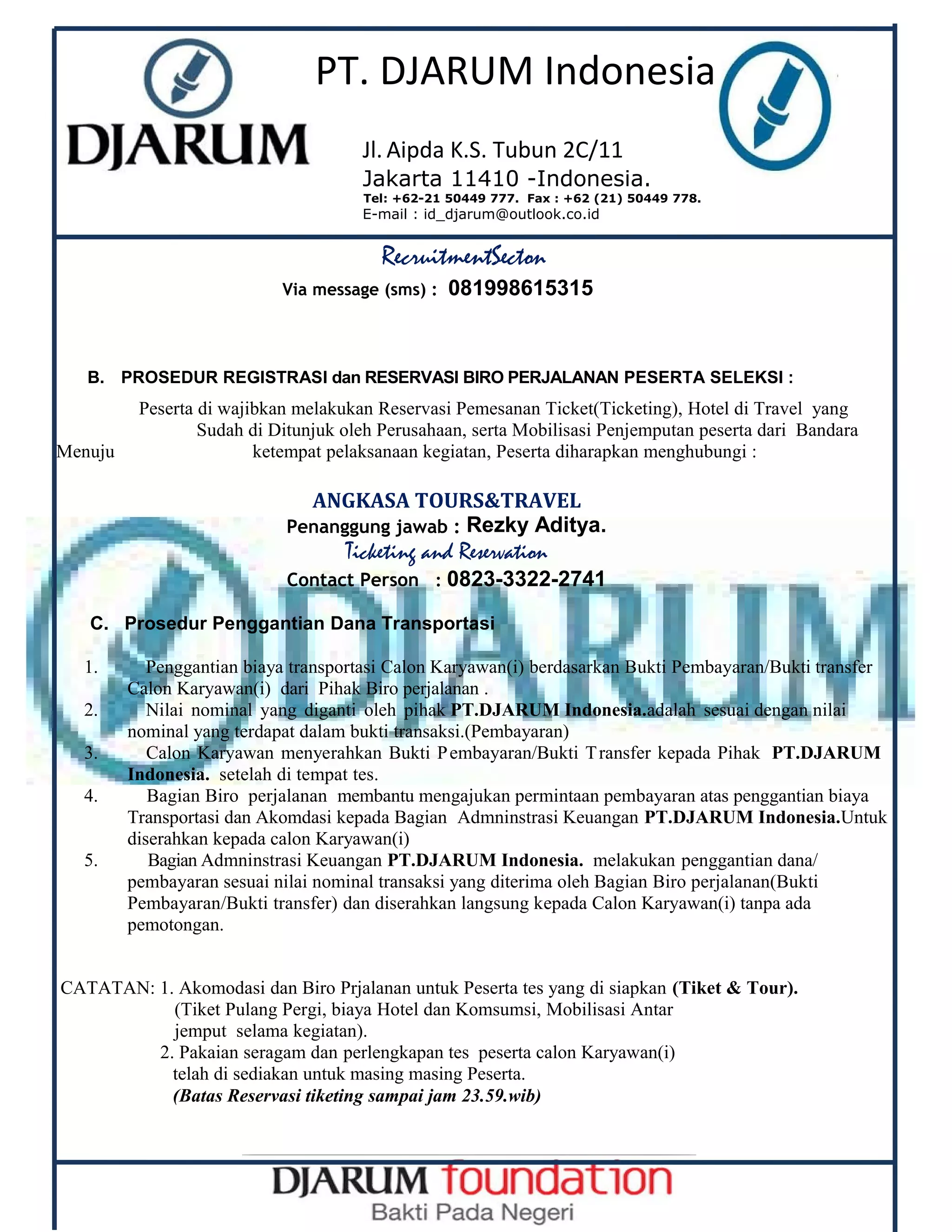 Awas penipuan mengatas namakan Pt. djarum indonesia. surabaya.... | DOC
