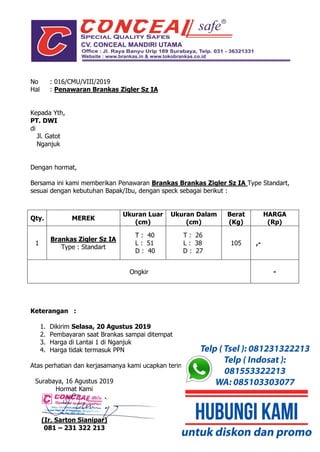 brankas Nganjuk Zigler Pt. dwi jaya | PDF