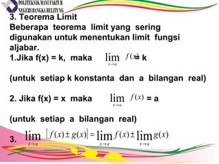 Pt 1 limit fungsi | PPT