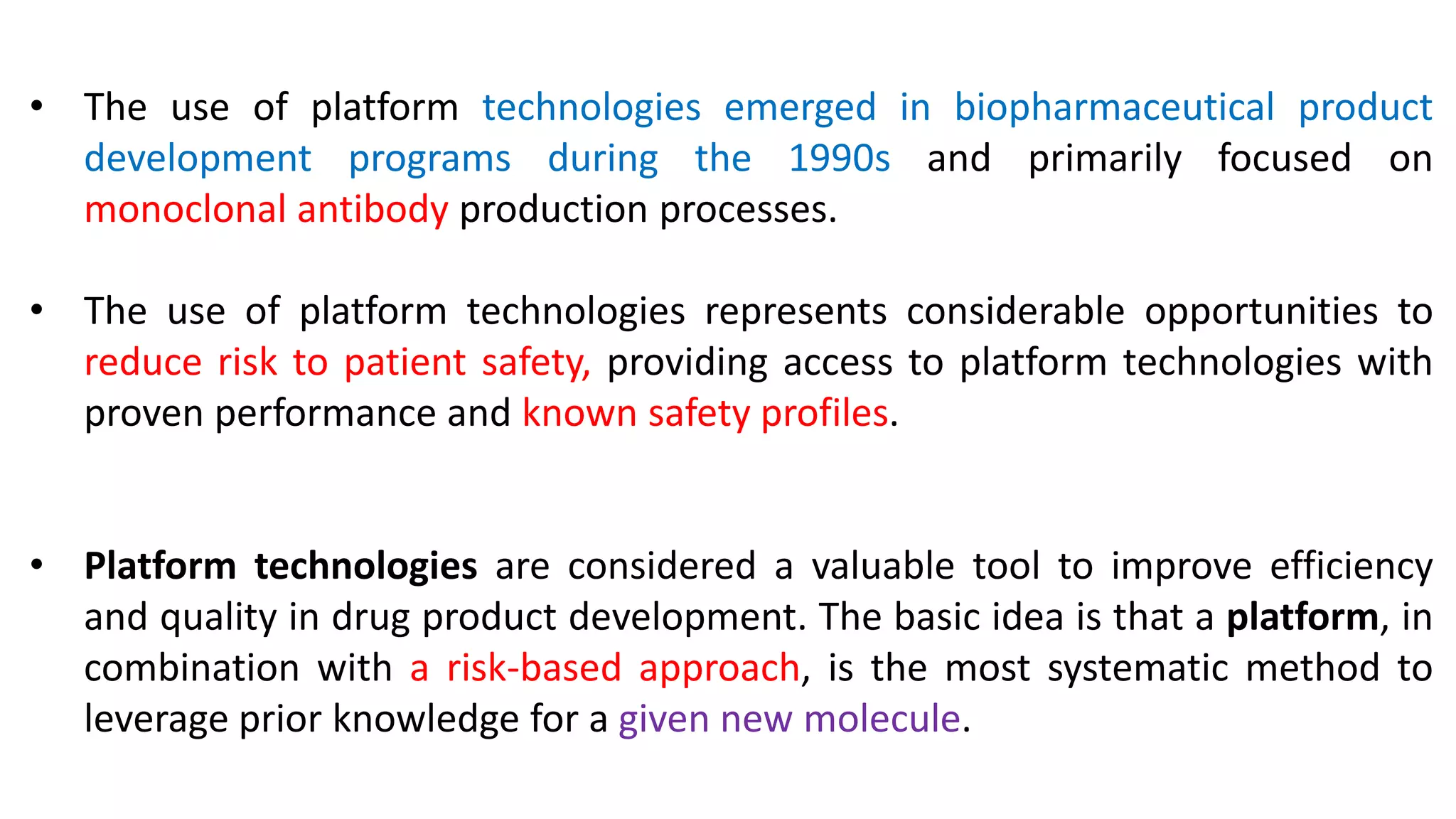 Introduction to Platform Technology for Bio pharmaceutical Industry | PPTX