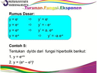 Pt 2 turunan fungsi eksponen, logaritma, implisit dan cyclometri-d4 | PPT