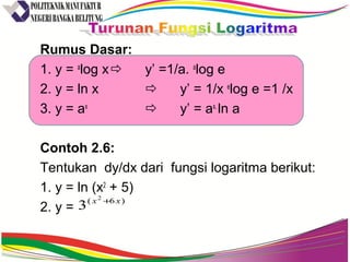 Pt 2 turunan fungsi eksponen, logaritma, implisit dan cyclometri-d4 | PPT