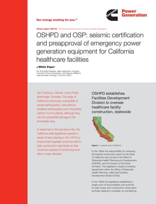 Cummins Power Generation OSHPD Flyer | PDF