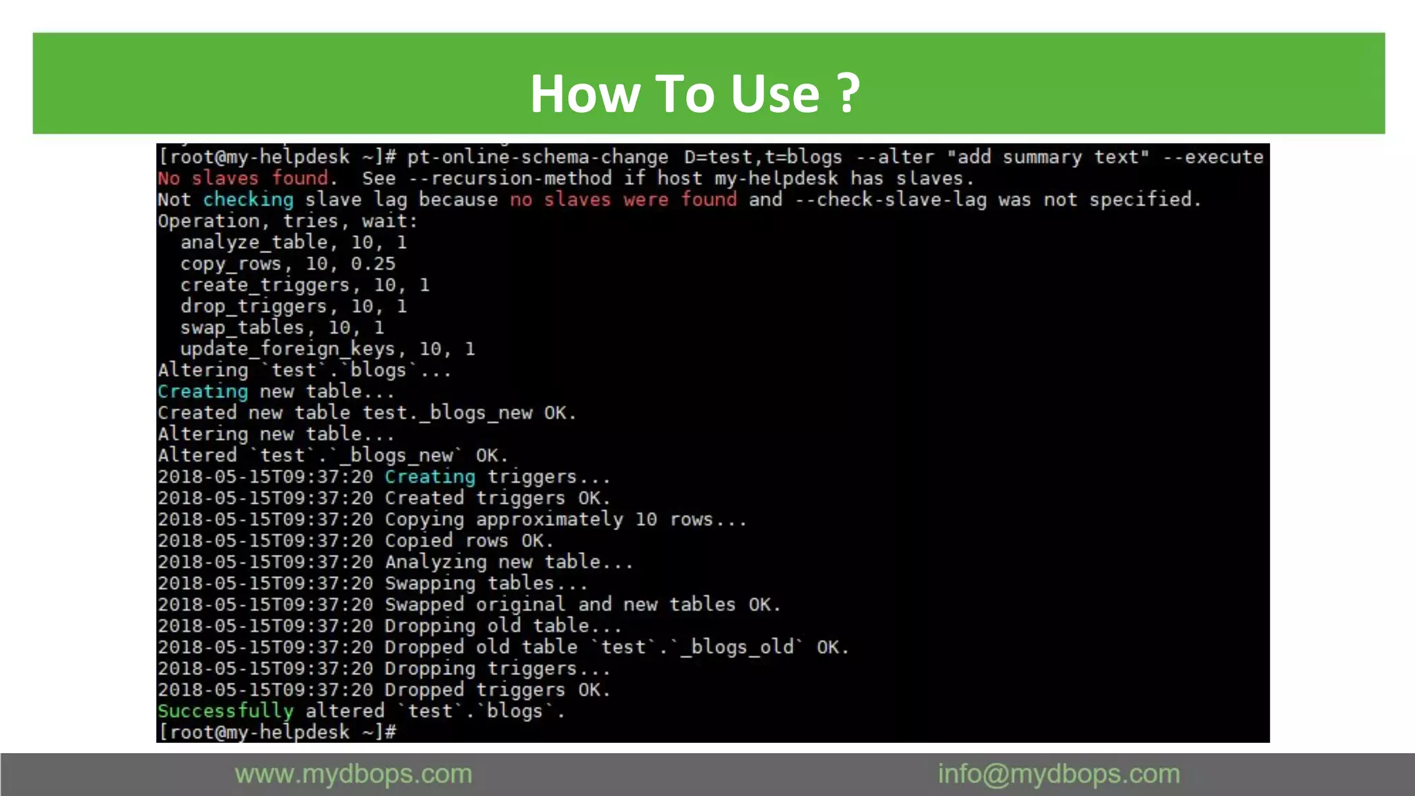 Handling Schema Changes Using pt-online-schema change. | PPT
