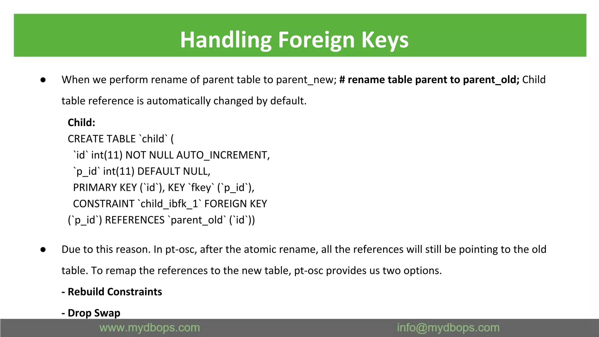 Handling Schema Changes Using pt-online-schema change. | PDF