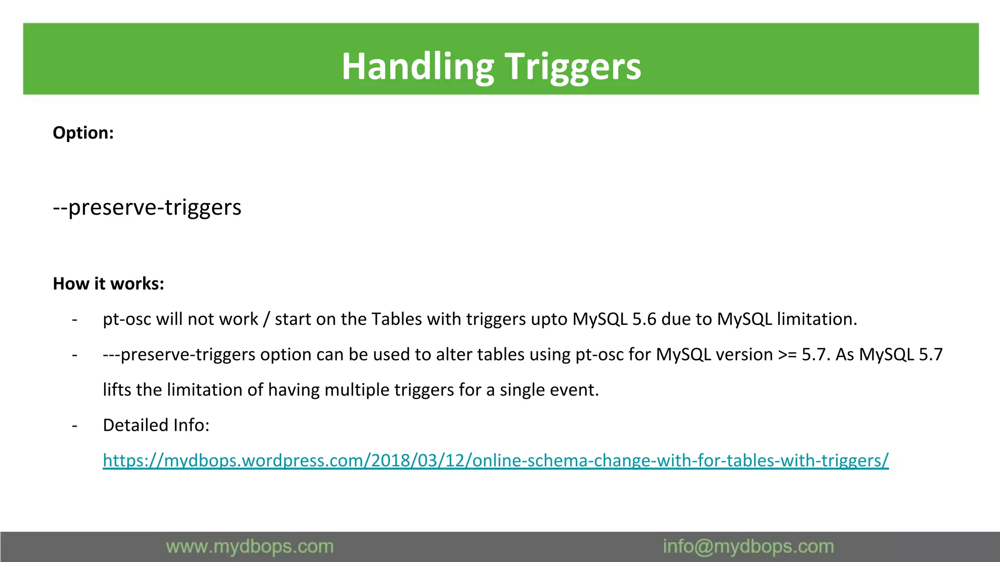 Handling Schema Changes Using pt-online-schema change. | PDF
