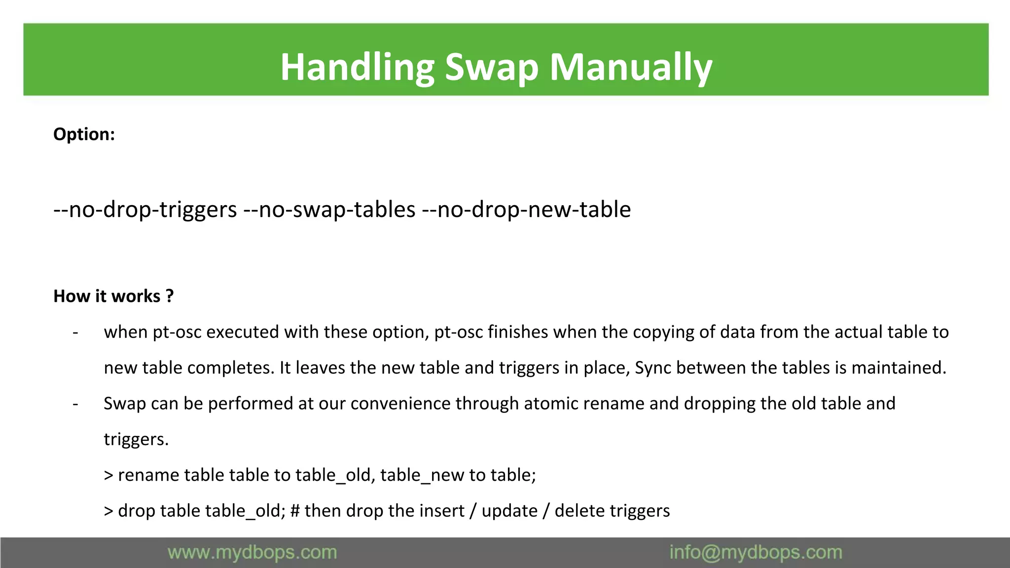 Handling Schema Changes Using pt-online-schema change. | PDF