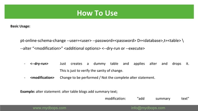 Handling Schema Changes Using pt-online-schema change. | PPT