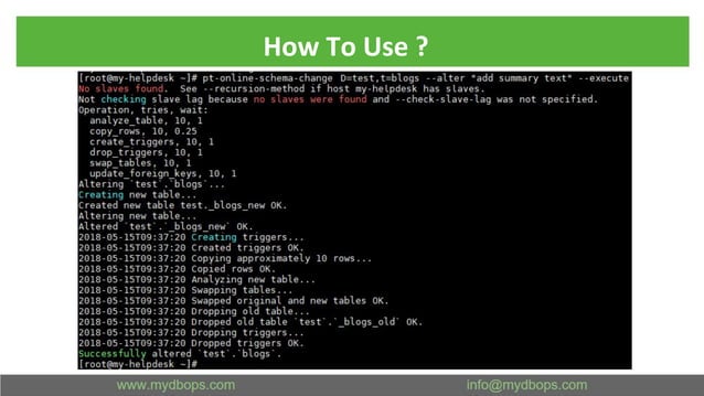 Handling Schema Changes Using pt-online-schema change. | PPT