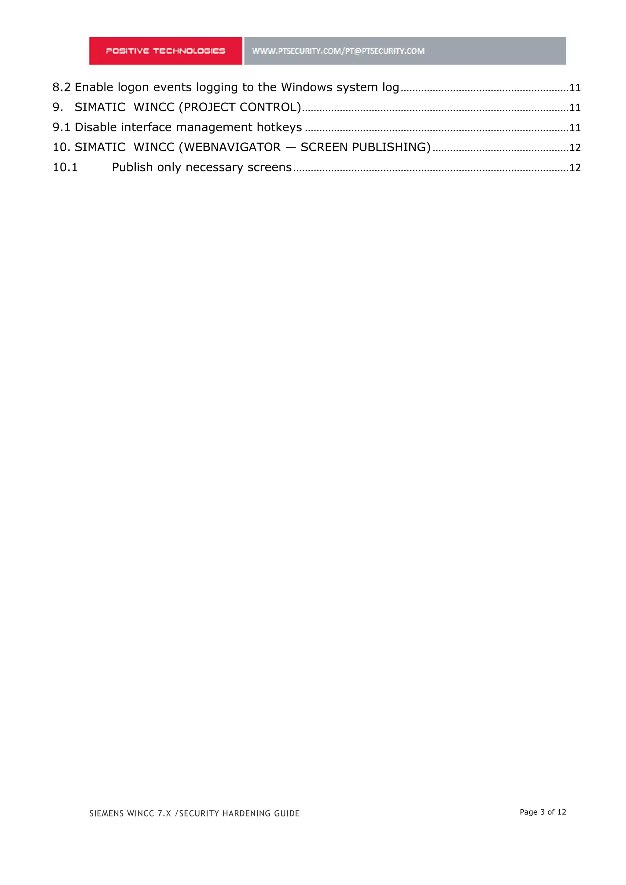 Positive Technologies WinCC Security Hardening Guide | PDF
