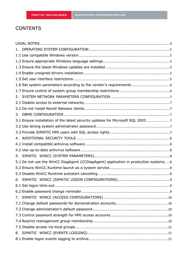 Positive Technologies WinCC Security Hardening Guide | PDF
