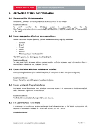 Positive Technologies WinCC Security Hardening Guide | PDF