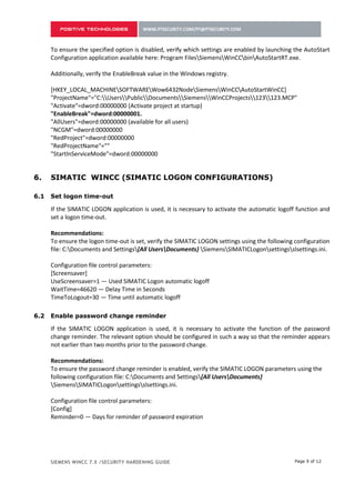 Positive Technologies WinCC Security Hardening Guide | PDF
