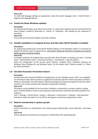 PT - Siemens WinCC Flexible Security Hardening Guide | PDF
