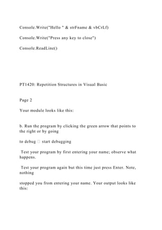 PT1420 Decision Structures in Pseudocode and Visual Basic .docx