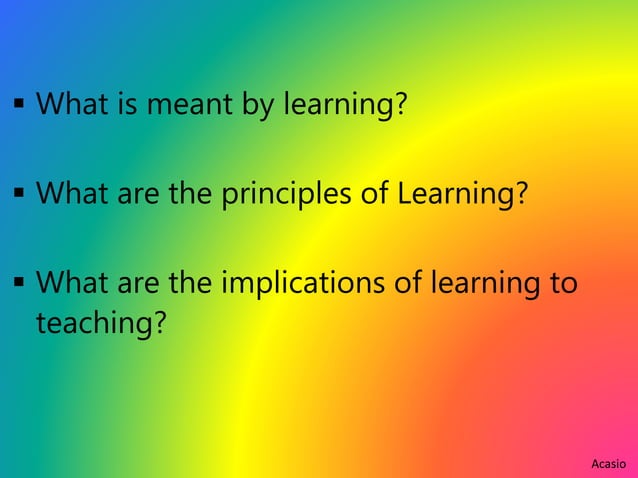 Principles of Learning | PPTX | Education