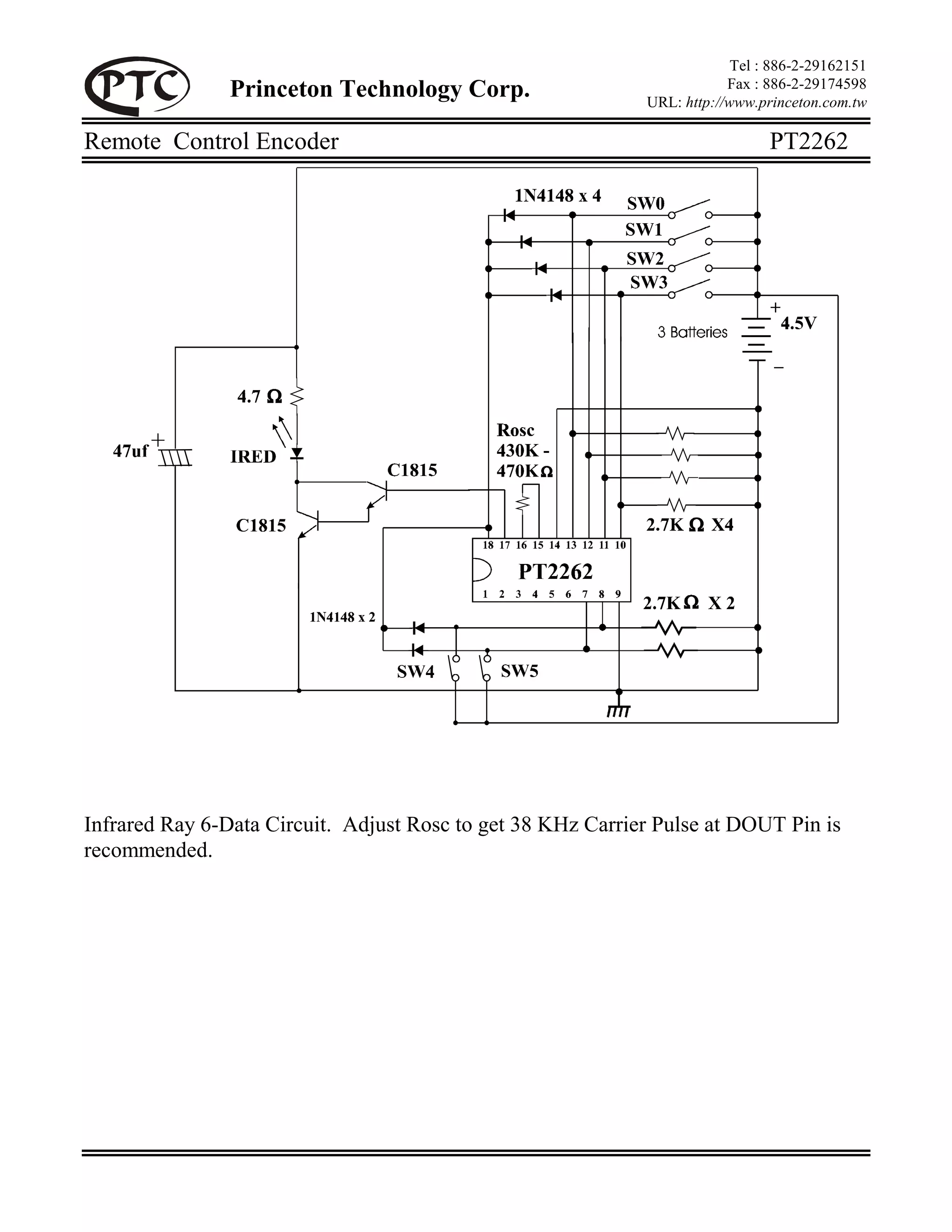 Electrónica: PT2262 Codificador de control remoto (Datasheet) | PDF ...