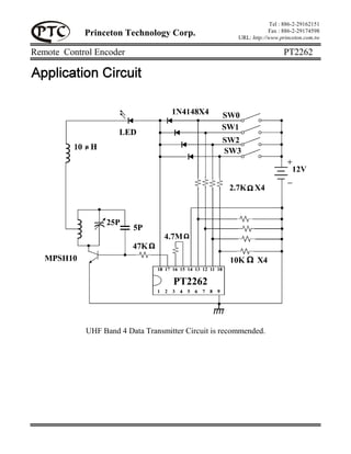 Electrónica: PT2262 Codificador de control remoto (Datasheet) | PDF