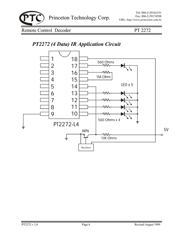 Electrónica: PT2272 Decodificador de control remoto (Datasheet) | PDF ...