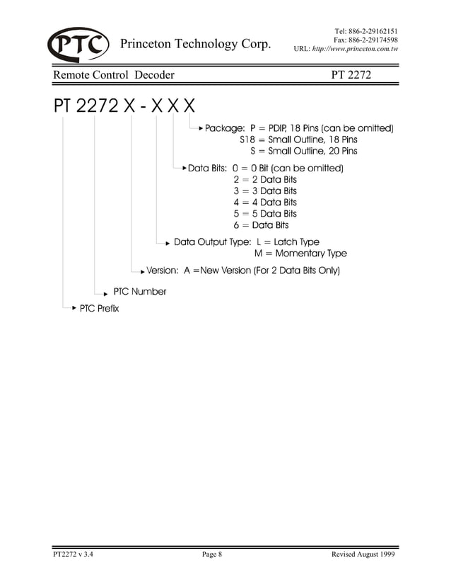 Electrónica: PT2272 Decodificador de control remoto (Datasheet) | PDF ...