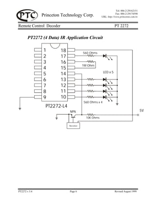 Electrónica: PT2272 Decodificador de control remoto (Datasheet) | PDF