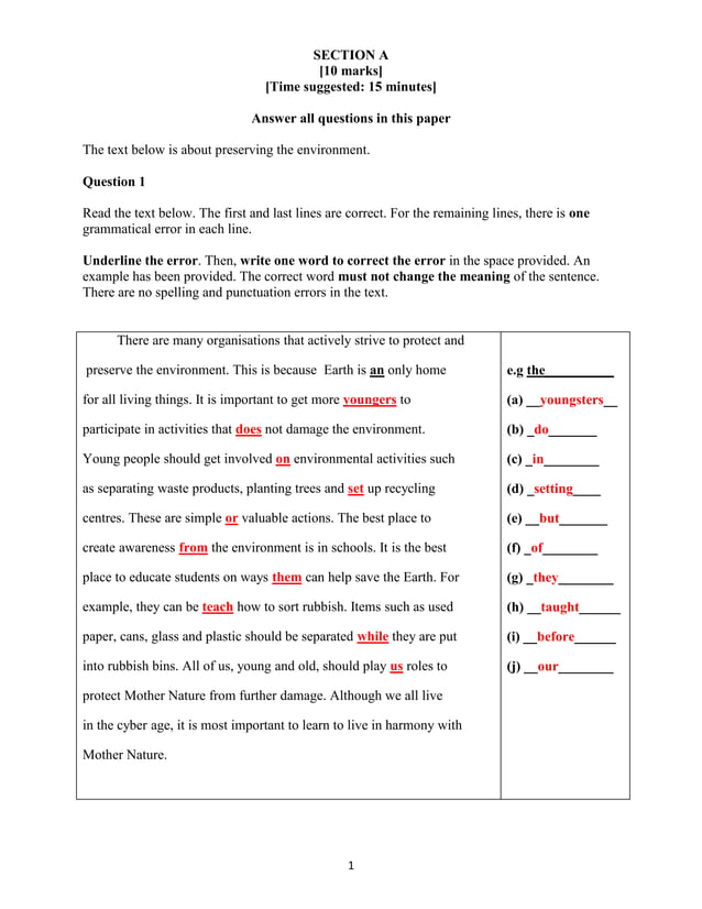 PT3 English Model 1 (Answer) | PDF