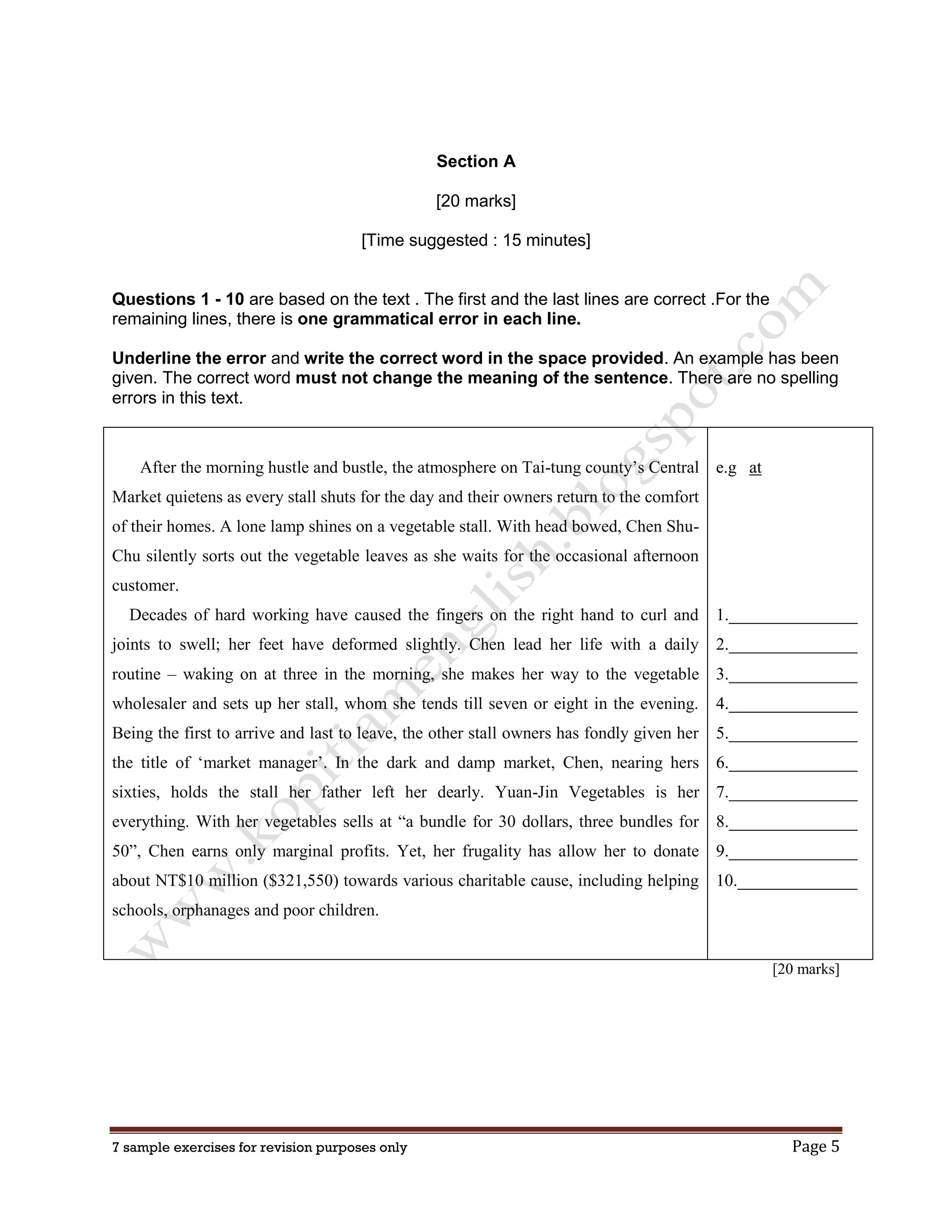 Kertas Soalan PT3 (Pt3 Error Identification Exercise) | PDF