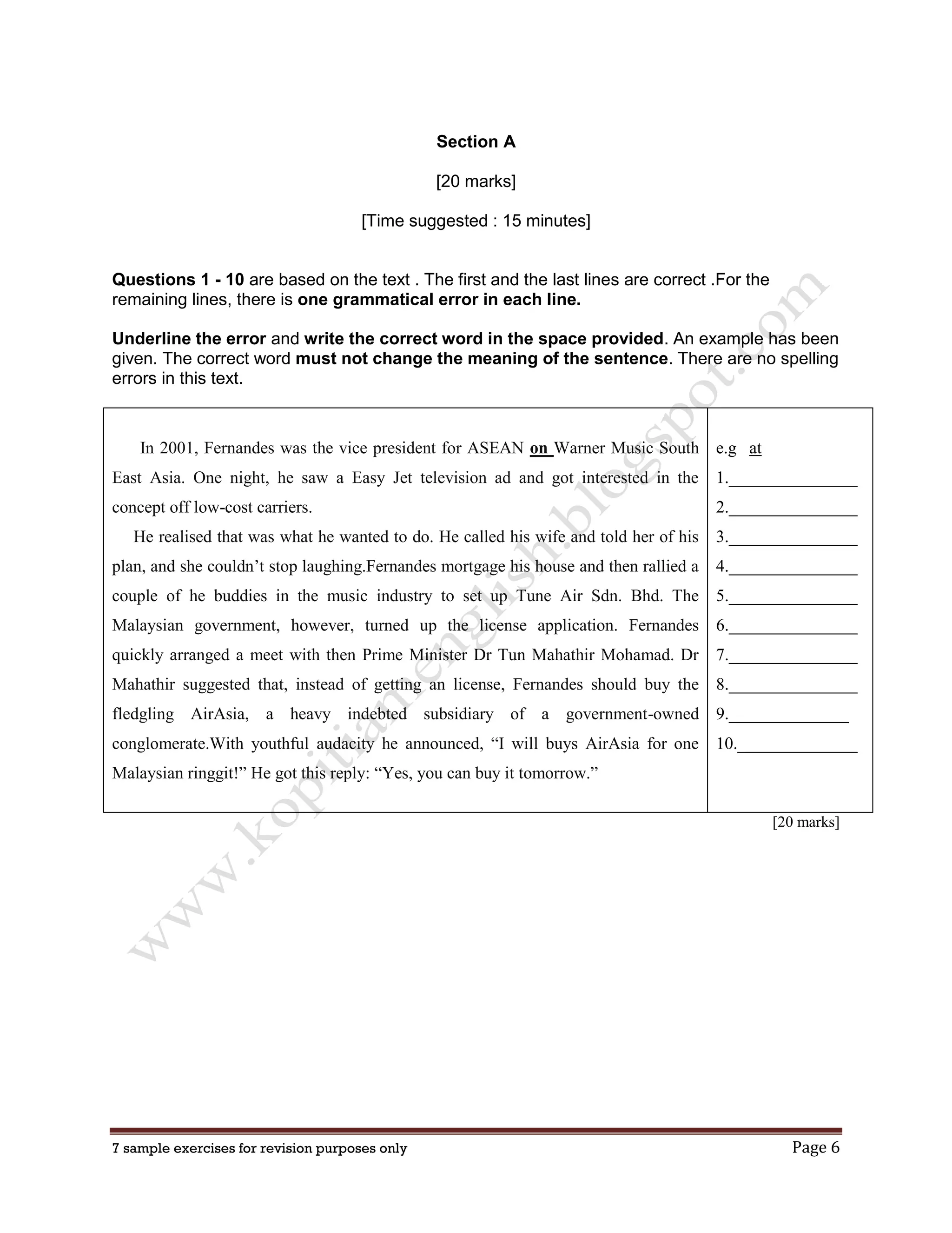 Kertas Soalan PT3 (Pt3 Error Identification Exercise) | PDF