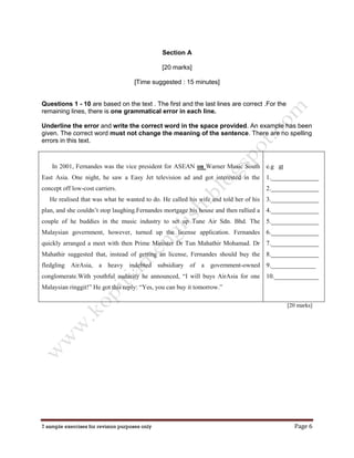 Kertas Soalan PT3 (Pt3 Error Identification Exercise) | PDF