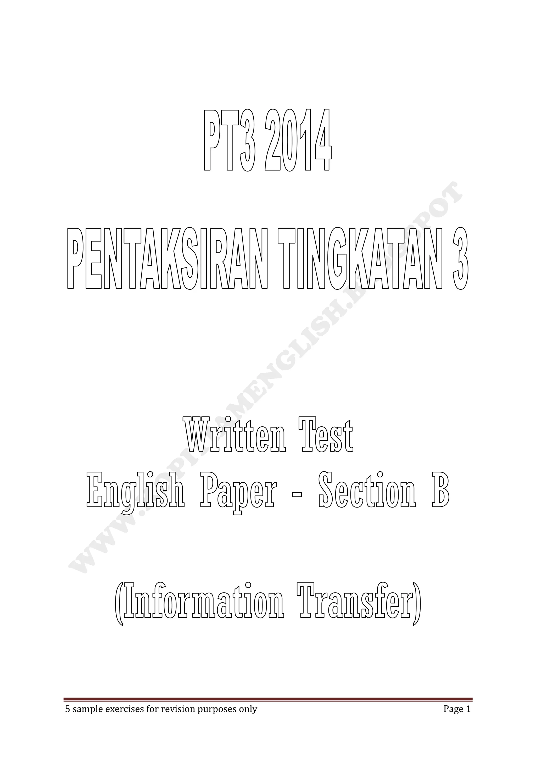 Contoh Jawapan PT3 (Pt3 - Information Transfer_ANSWER SHEET) | PDF