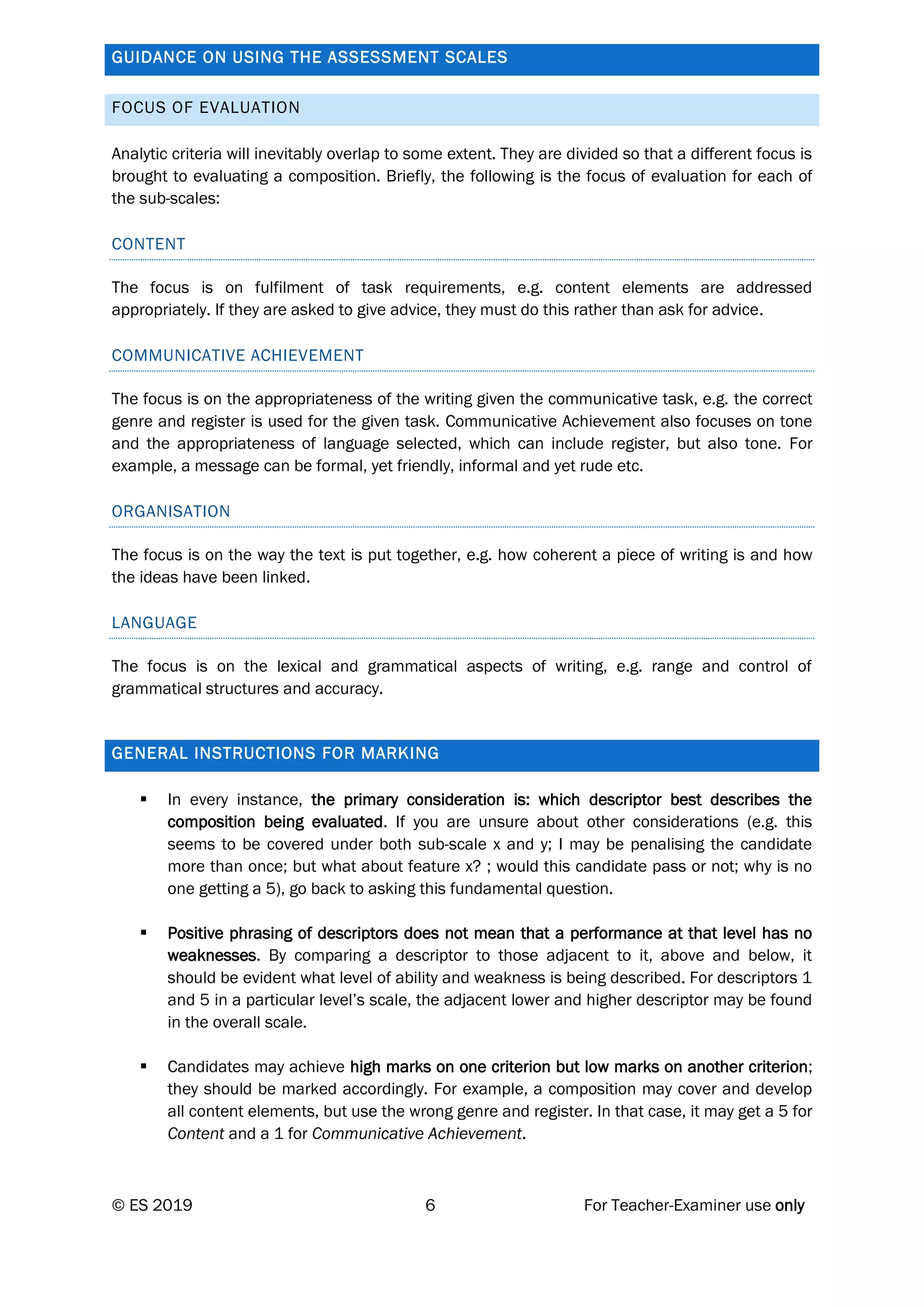 Pt3 Instructions To Writing Examiners Pdf