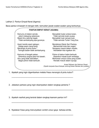 Pt3 pantun t.1 resource pool sibu | DOC