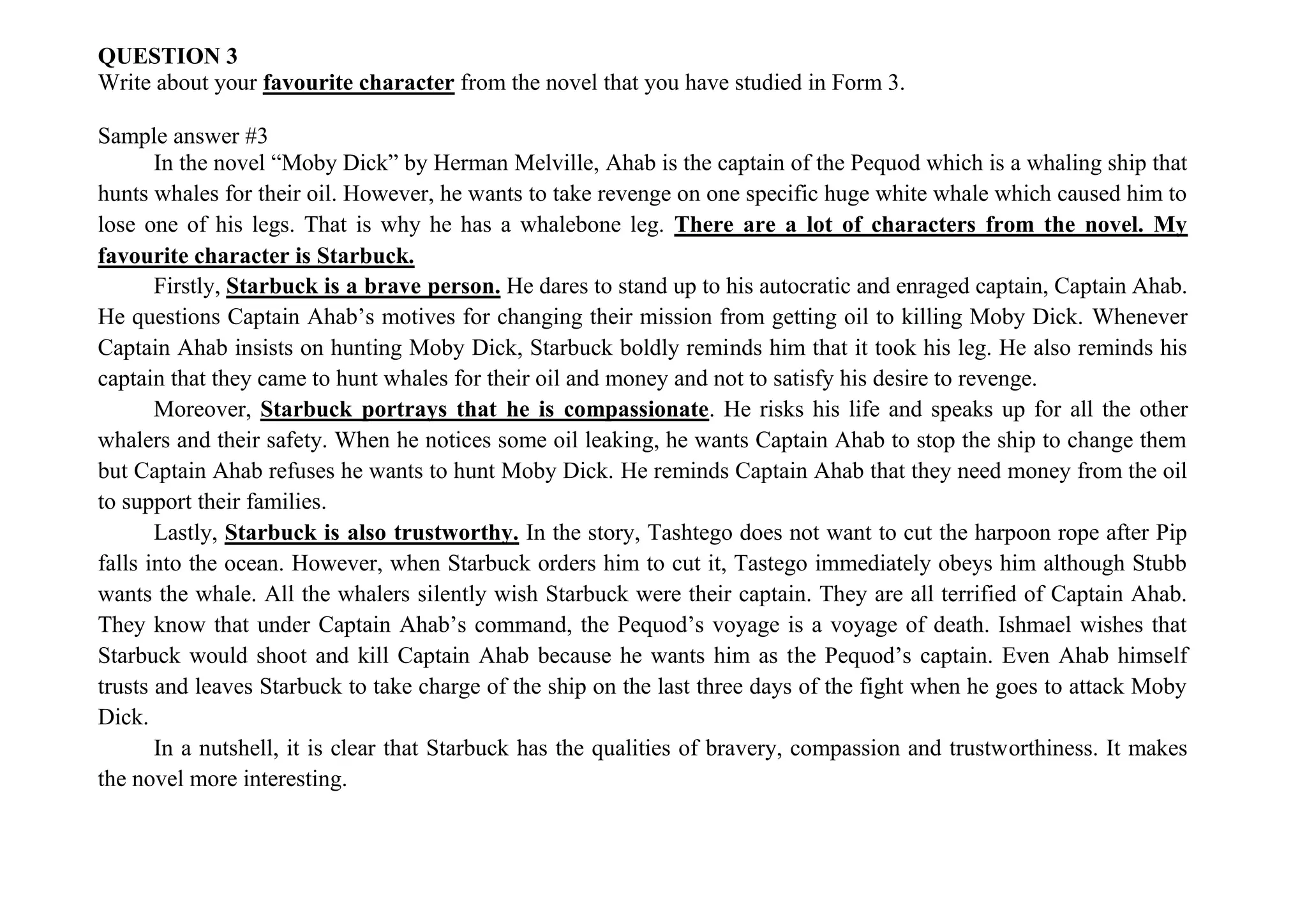 Pt3 universal answer for moby dick | PDF