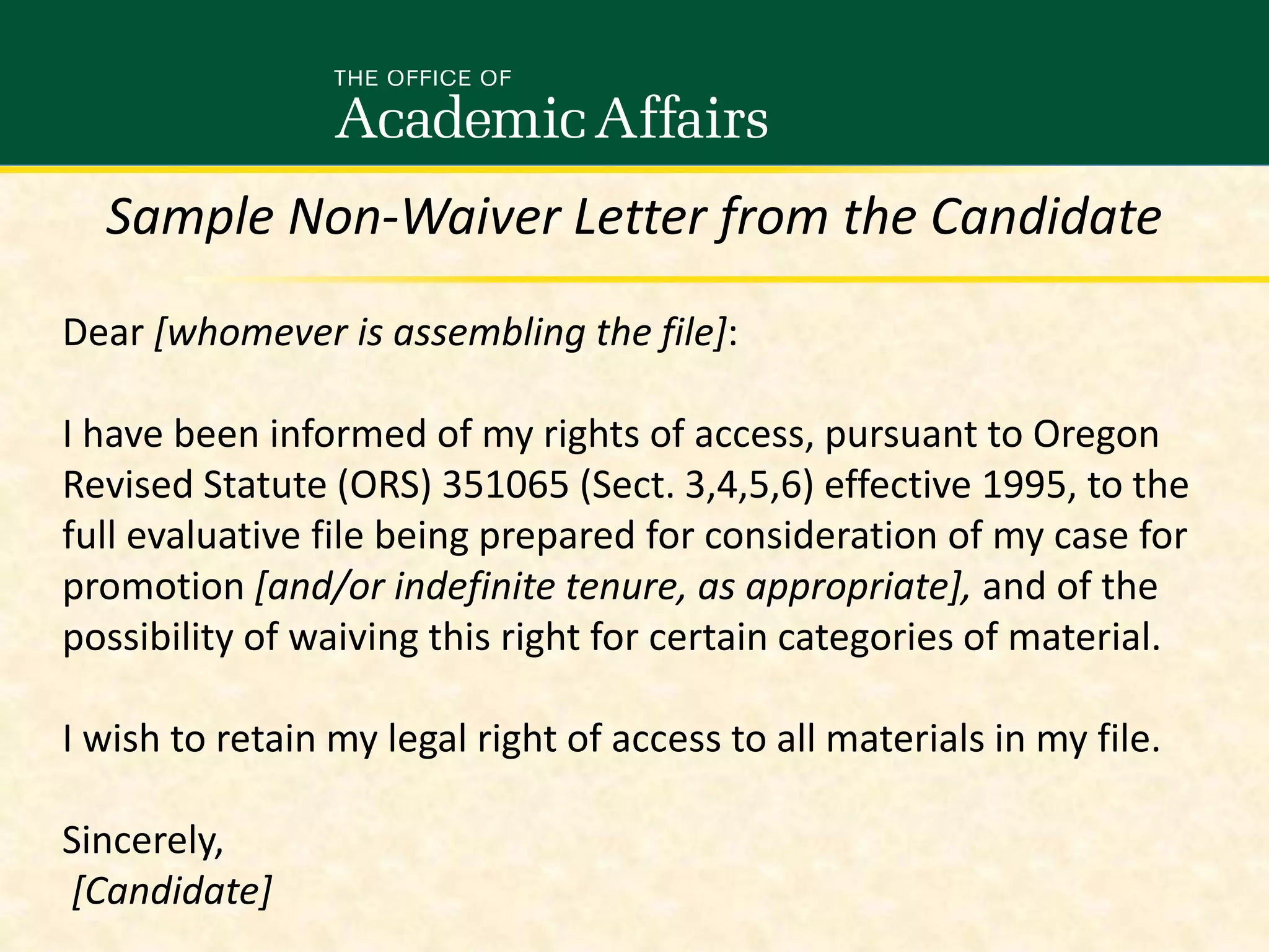 Preparing Promotion and Tenure Files 02/24/15 | PPTX