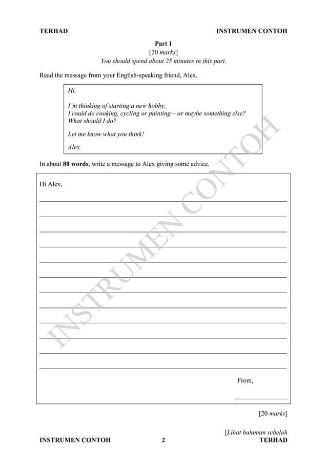 Pt3 [2019]writing sample test qp | PDF