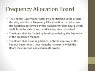 Pakistan Telecommunication (PTA) Act 1996 | PPT