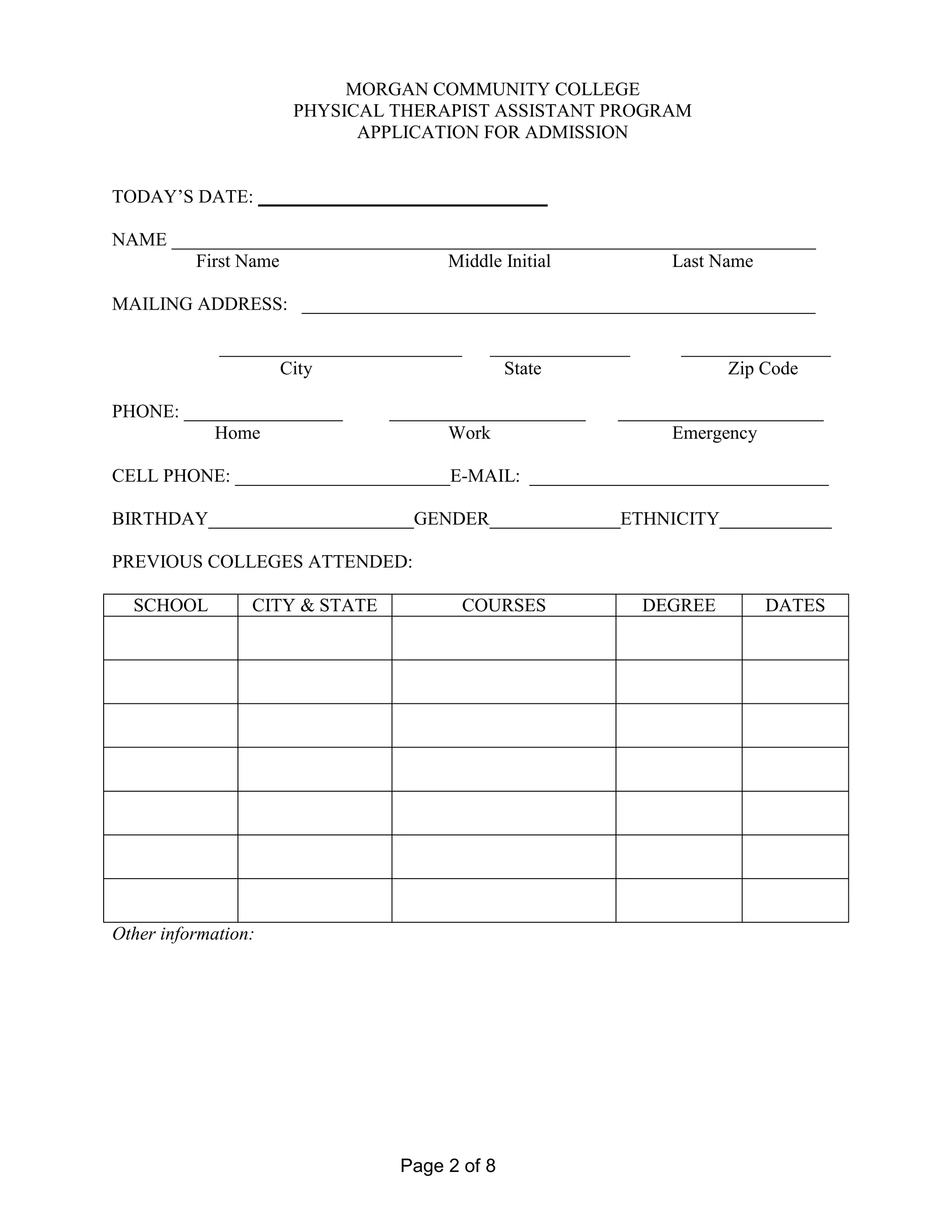 Pta application | DOC