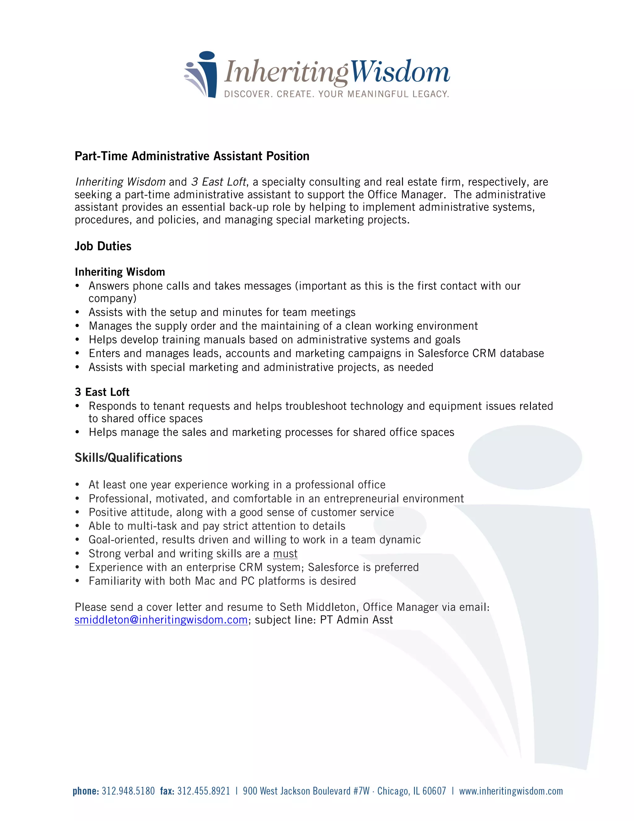 Part Time Administrative Assistant Job Description | PDF