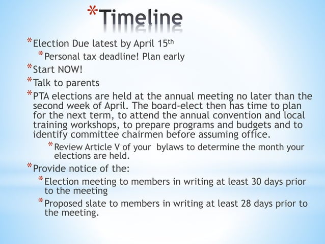 PTA Elections Guide | PPTX | Resume Writing and Advice | Job Search