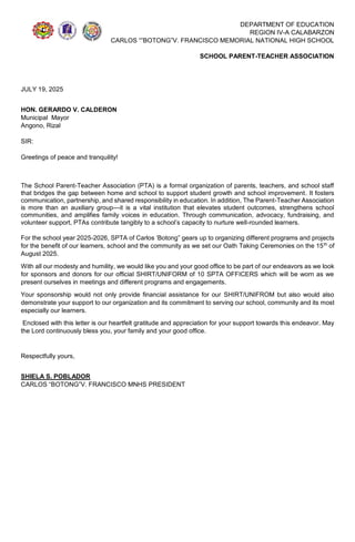 PTA LETTER PDF Writing Pagsulat Letter PTA | PDF