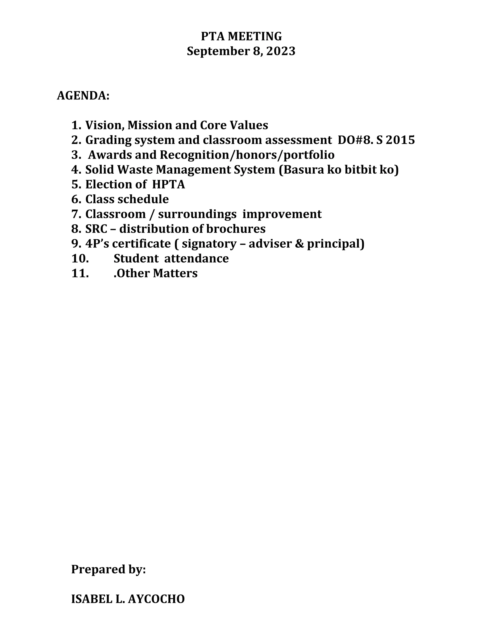 general classroom pta meeting organization | PDF