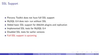 War Story: Removing Offensive Language from Percona Toolkit | PDF
