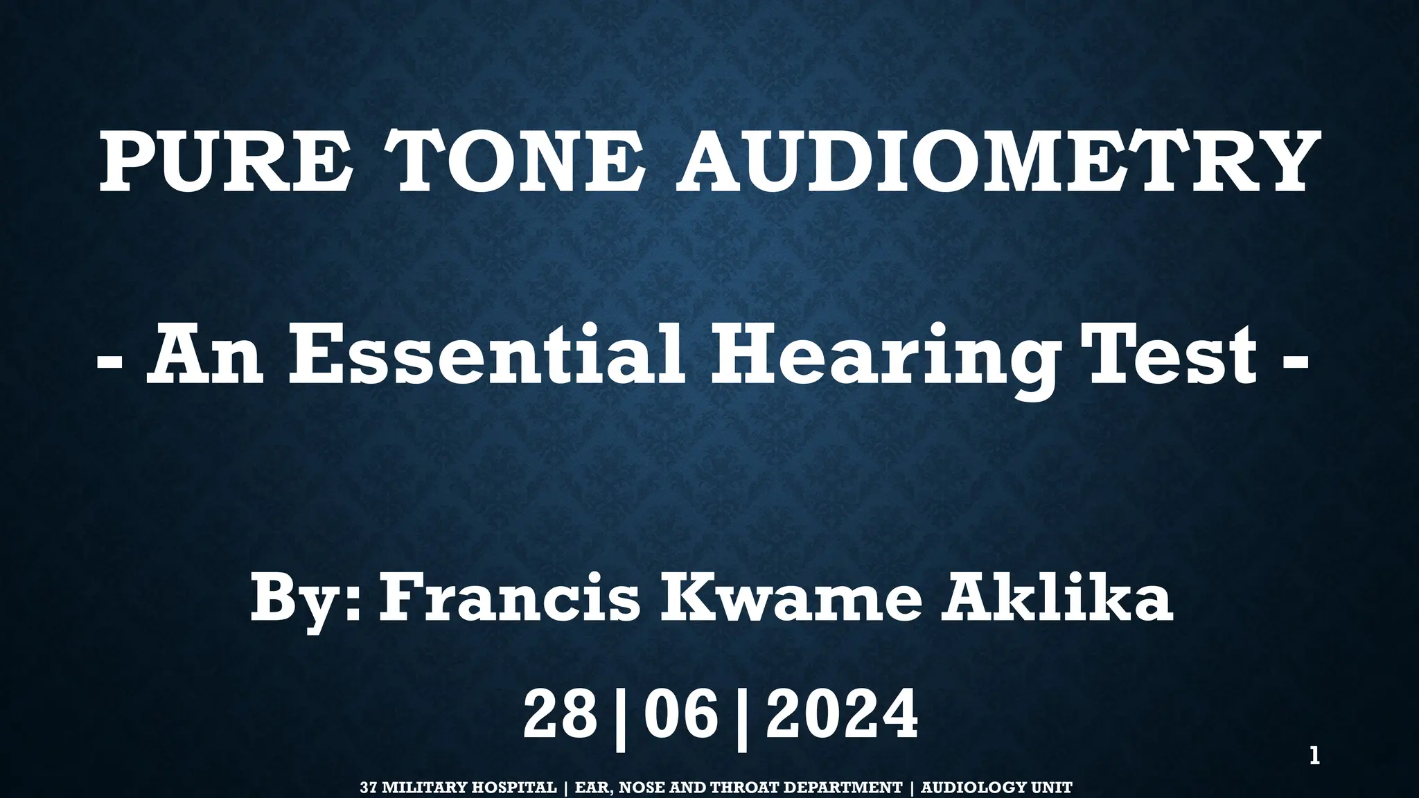 PTA Presentation.pptx a presentation on Pure Tone Audiometry | PPT